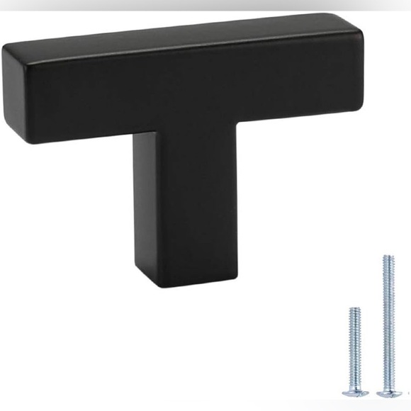 Other | Set Of 12 Black Modern Cabinet Knobs T Square Metal Knobs ...